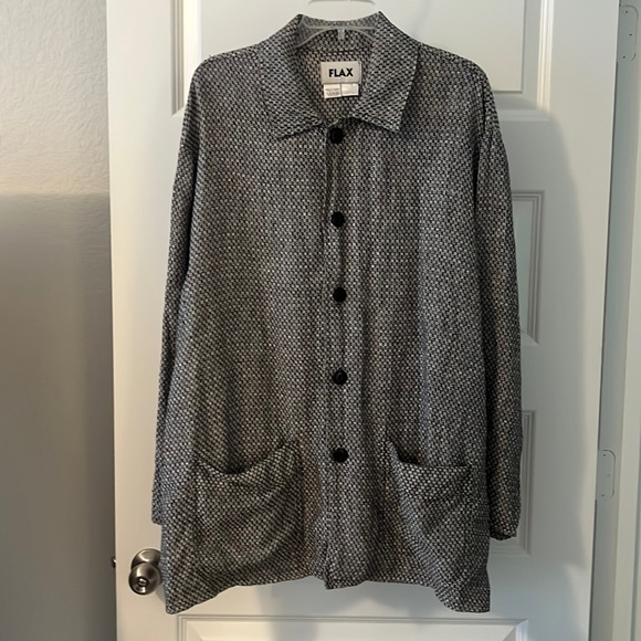 Flax | Jackets & Coats | Vtg Flax Black White 0 Linen Jacket Size Large ...